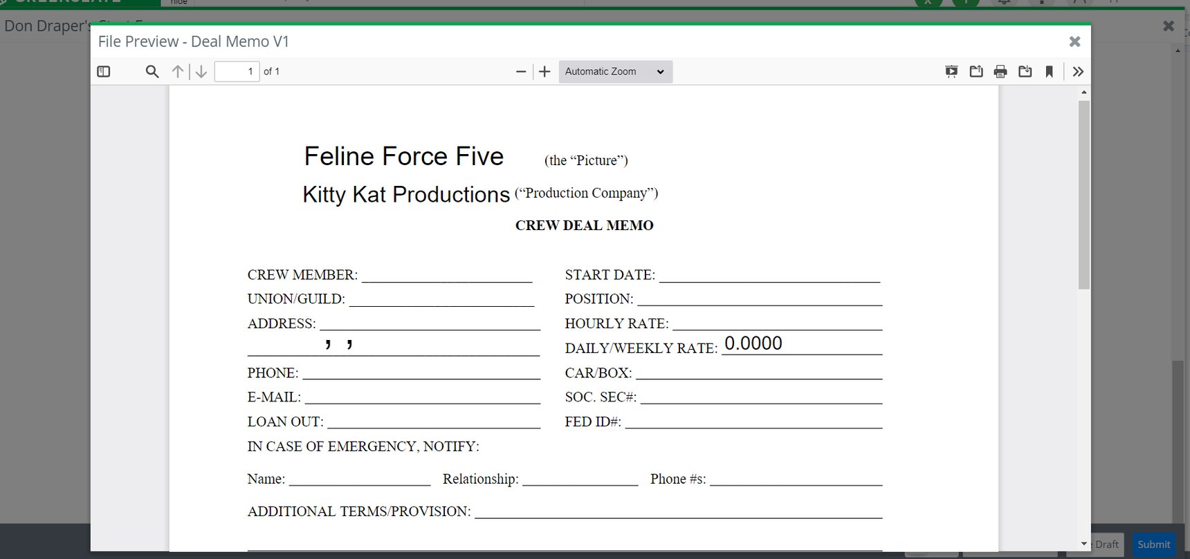 Custom Start Work Forms