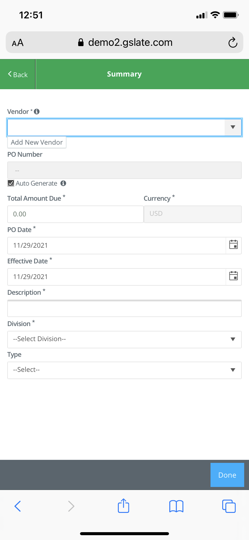 How to: Submit a Purchase Order (mobile)