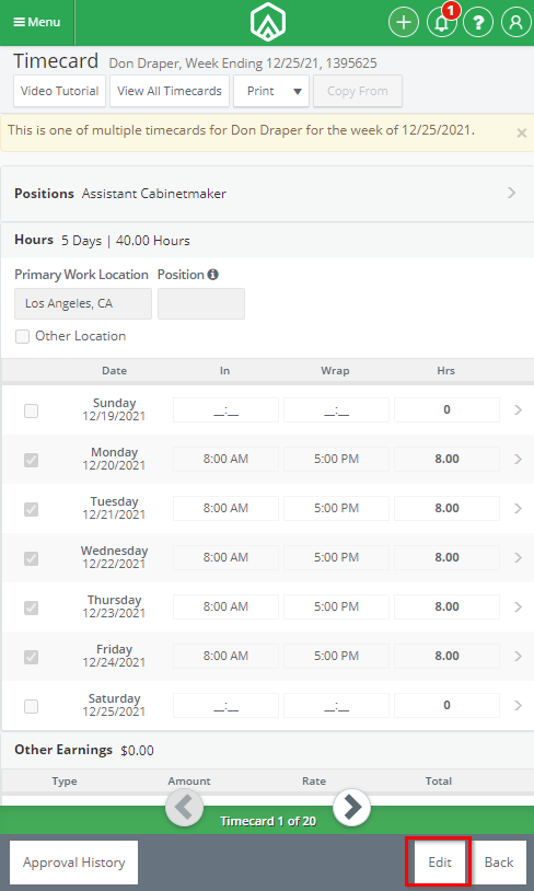 How To: Enter a Timecard (Mobile) (U.S.)