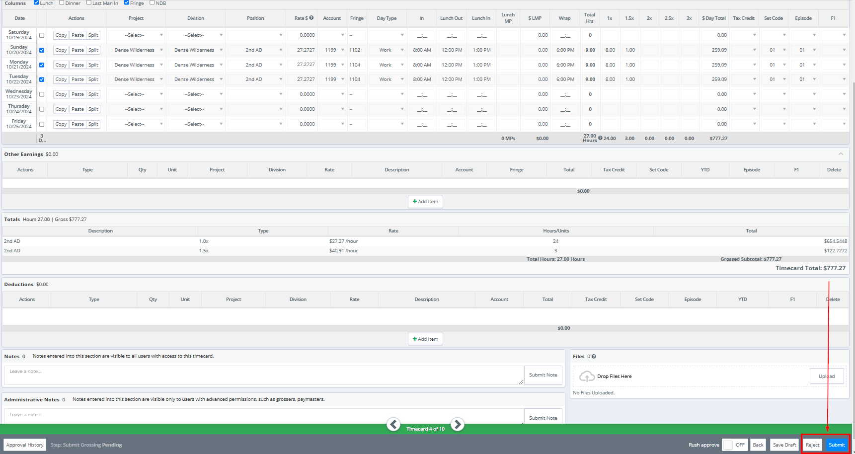 How to: Approve or Reject Timecard Grossing