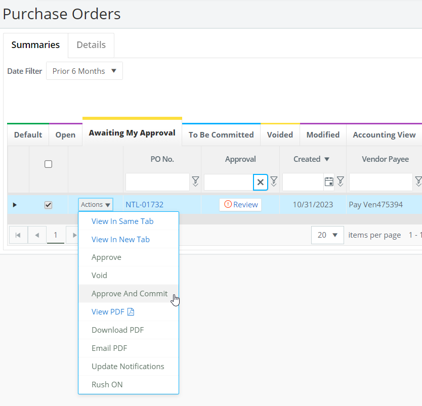 How to: Approve a Purchase Order