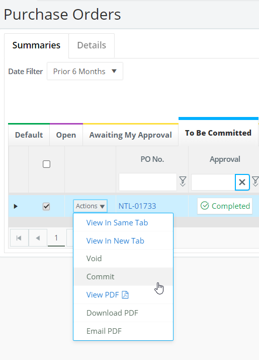 How to: Commit a Purchase Order to the Cost Report