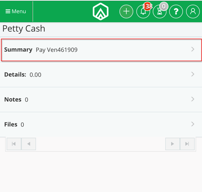 How to: Create a Petty Cash Envelope (mobile)